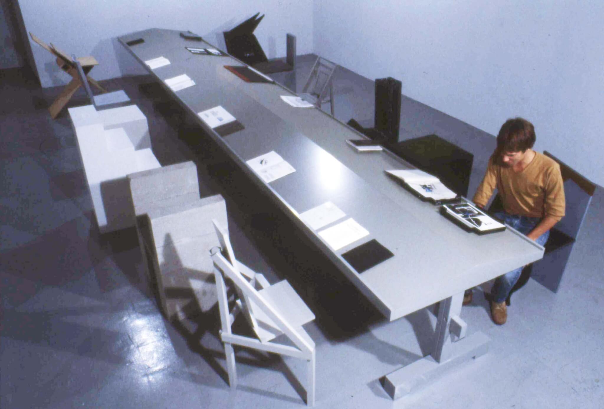 Behind glass Pamphlet Architecture is on view at a83 Gallery